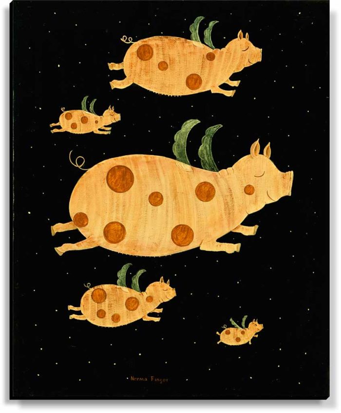 When Pigs Fly Print, Norma Finger Folk Art